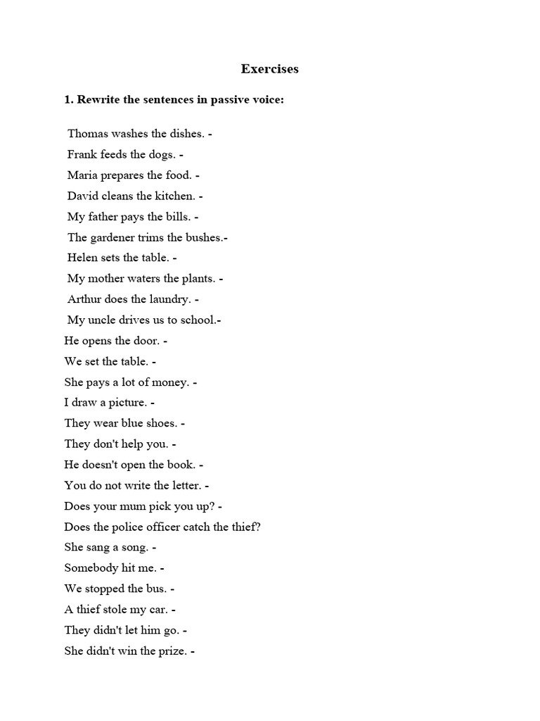 0 - Exercises Passive Voice A 8a | PDF