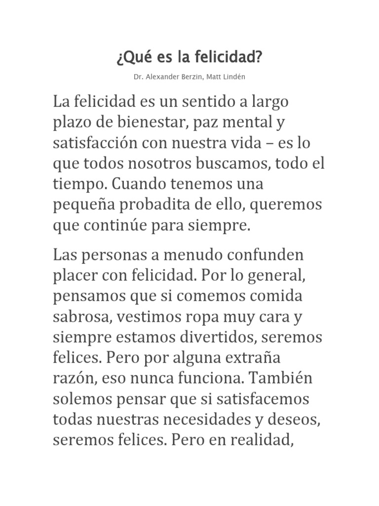 Qué Es La Felicidad | PDF | Felicidad | Sicología