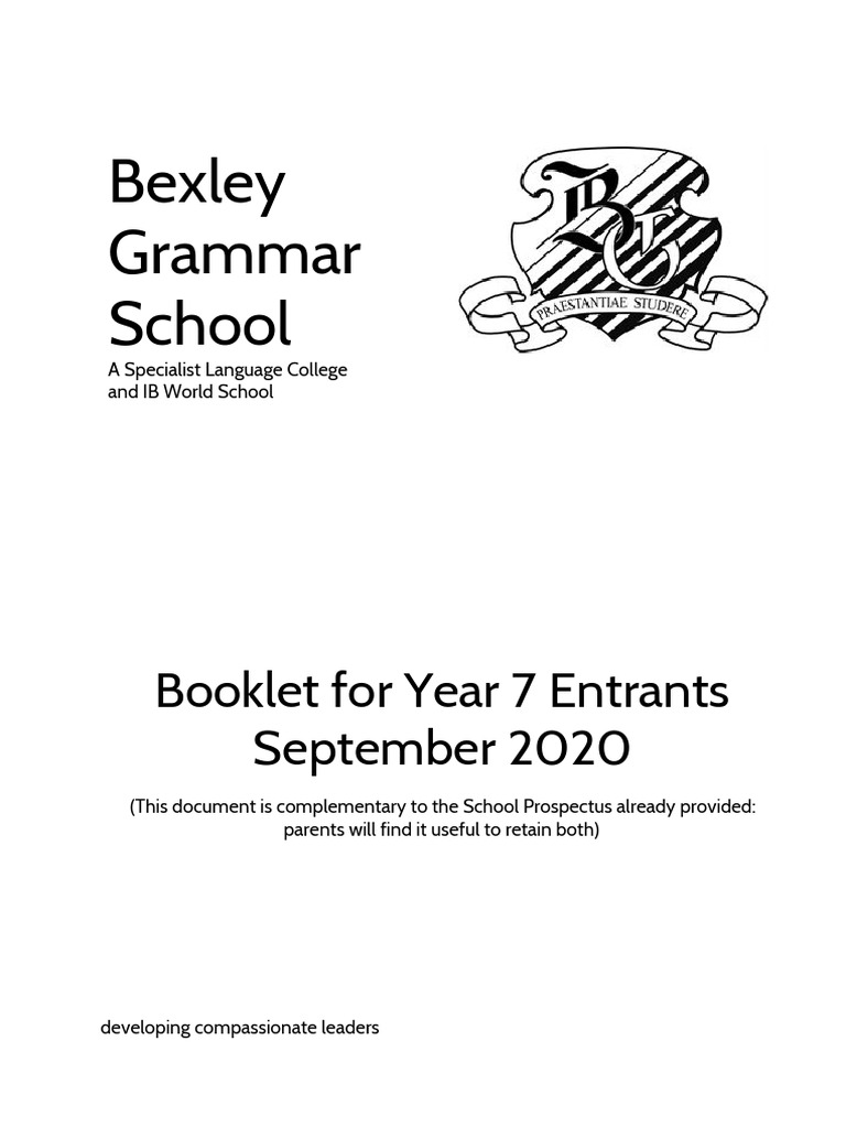 Bexley Grammar School Year 7 Guide | PDF | Appeal | Skirt
