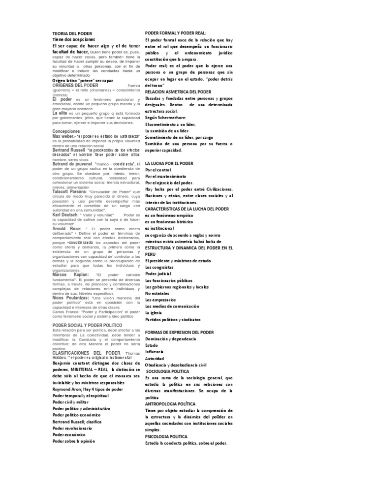 Teoria Del Poder | PDF | Poder (social y político) | Estado (política)