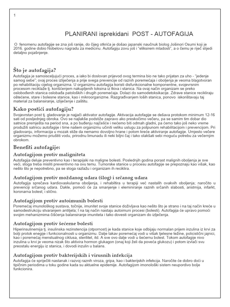 Što Je Autofagija Benefiti I Kako Postići Autofagiju | PDF