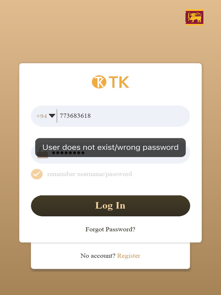 Log In User Does Not Exist Wrong Password Pdf