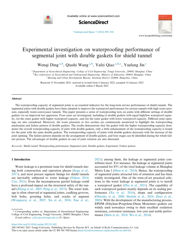 Experimental Investigation On Waterproofing Performance of Se - 2022 ...