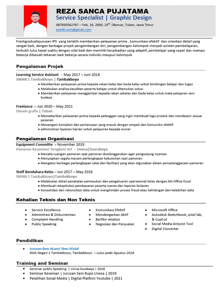 CV - Reza Sanca Pujatam | PDF