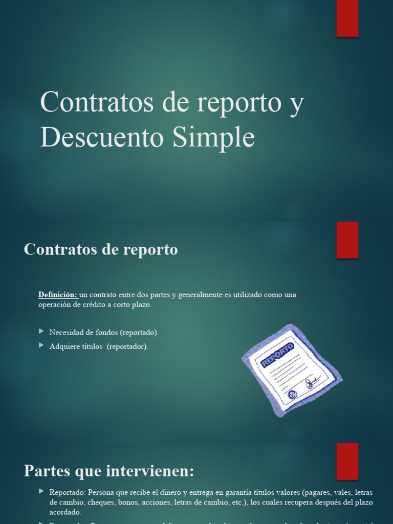 UNIDAD 2 - Contratos de Reporto & Descuento Simple | PDF | Finanzas y ...
