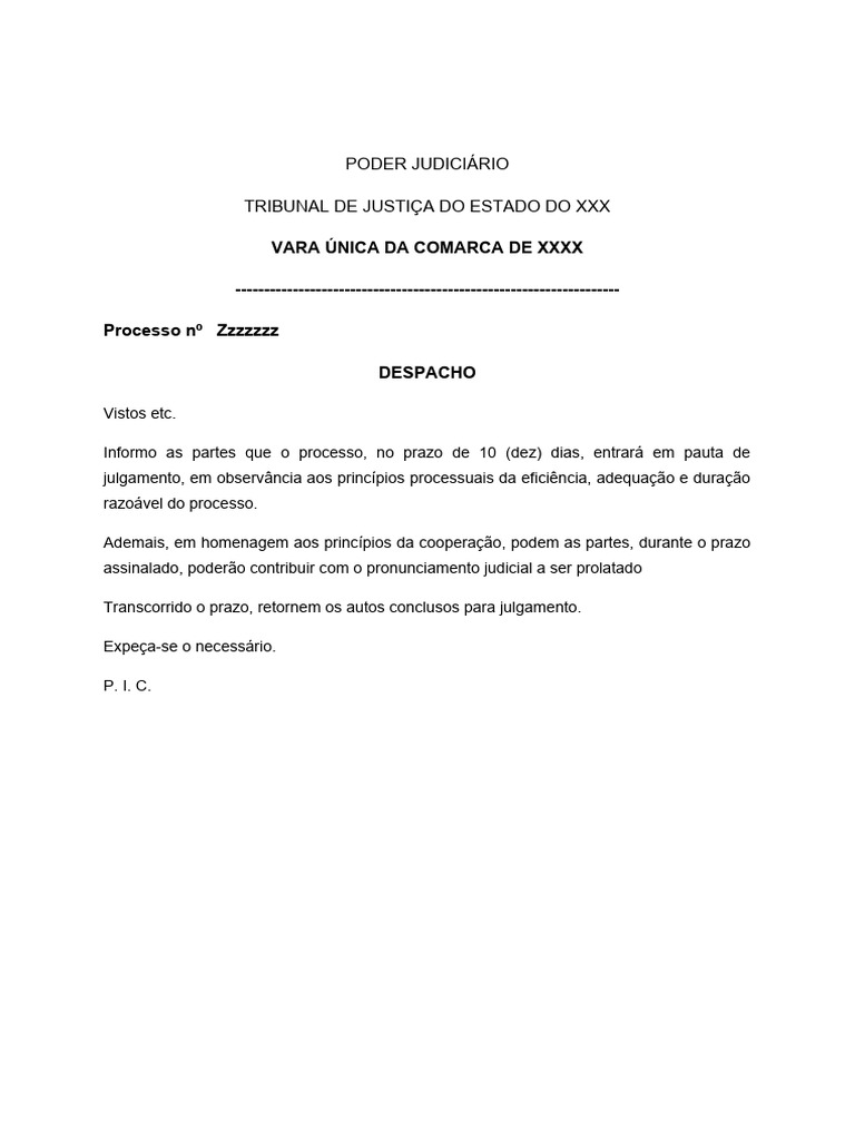 Modelo de Despacho de Saneamento. | PDF