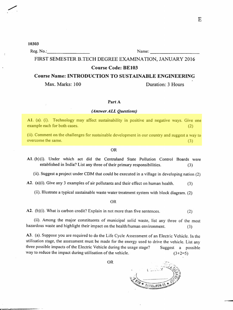 SE KTU Btech Qs Paper | PDF