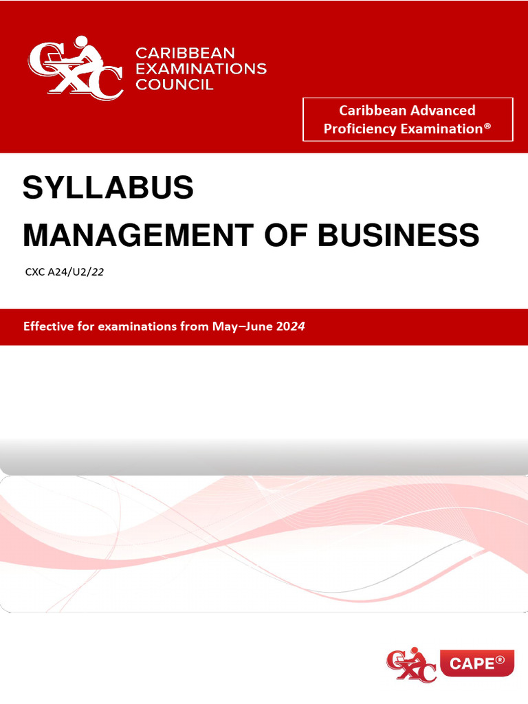 CAPE Management of Business Syllabus | PDF | Leadership | Corporate ...