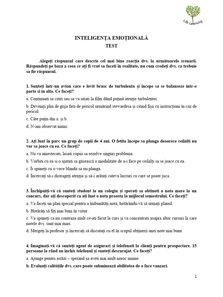 Inteligenta Emotionala - Test | PDF