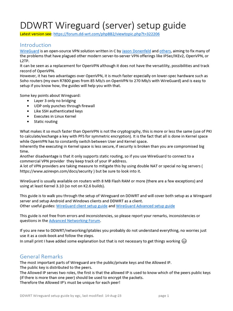 DDWRT Wireguard Server Setup Guide v49 | PDF