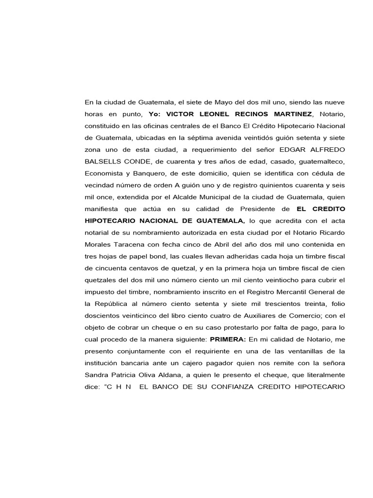 Acta de Protesto | PDF | Cheque | Bancos