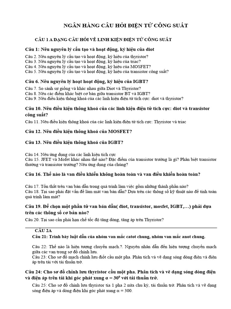 Ngan Hang Cau Hoi Ly Thuyet Và BT | PDF