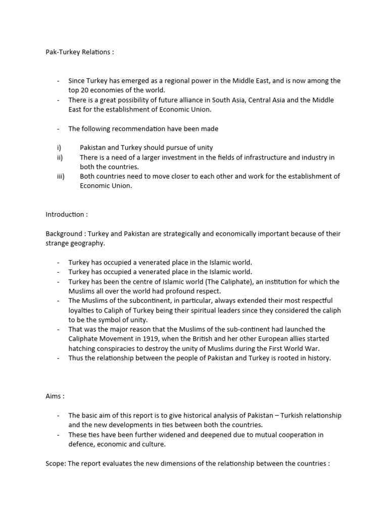 Pak Turkey Relations | PDF | Pakistan | Turkey