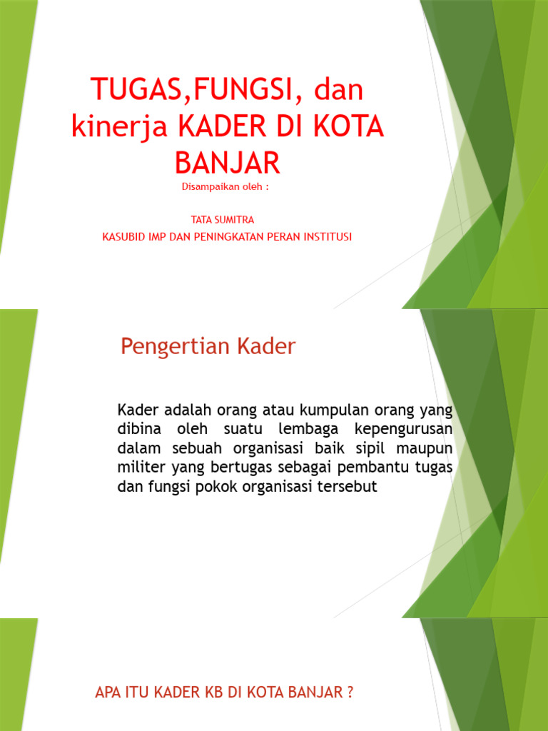Tugas Dan Fungsi Kader | PDF