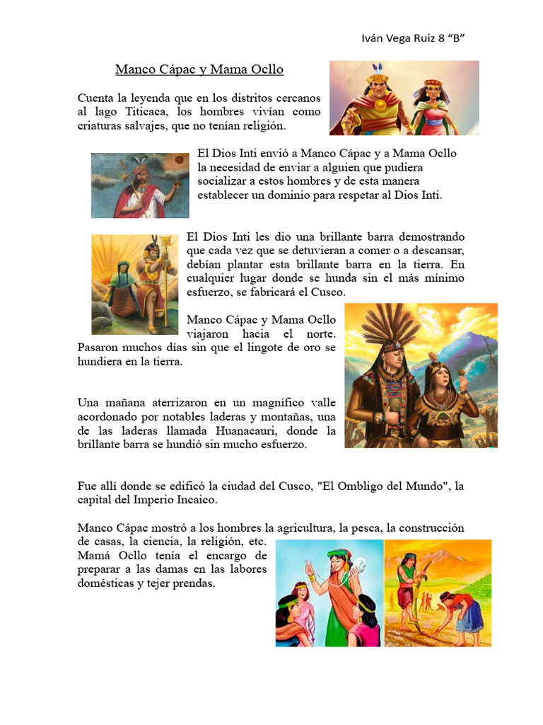 Leyenda de Manco Cápac y Mama Ocllo | PDF | Viajes y turismo