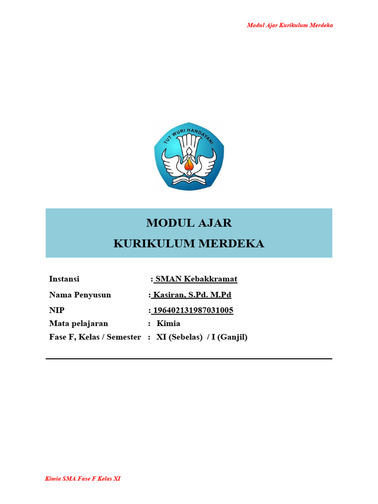 Contoh Modul Ajar Kimia Kelas 11 | PDF