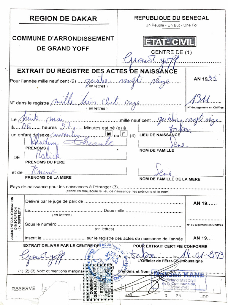 Extrait de Naissance | PDF