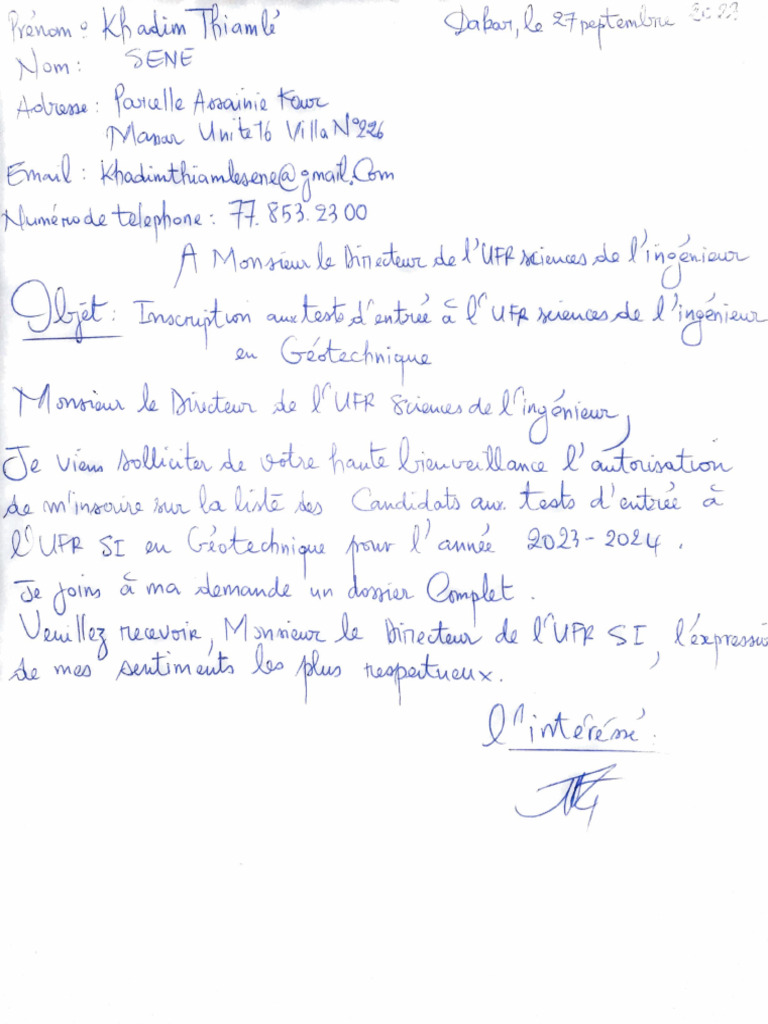 Demande Manuscrite | PDF