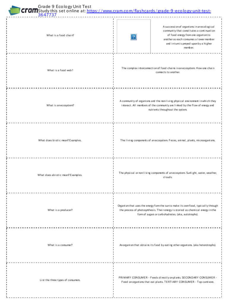 Grade 9 Ecology Concepts Overview | PDF | Ecology | Physical Sciences