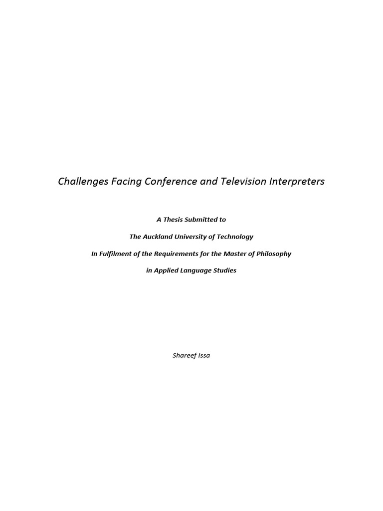 Challenges Facing Conference And Television Interpreters Pdf