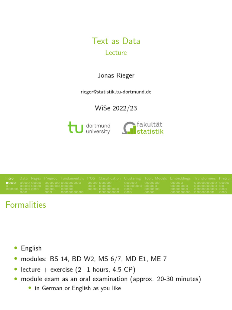 Text As Data Lecture Sheet | PDF