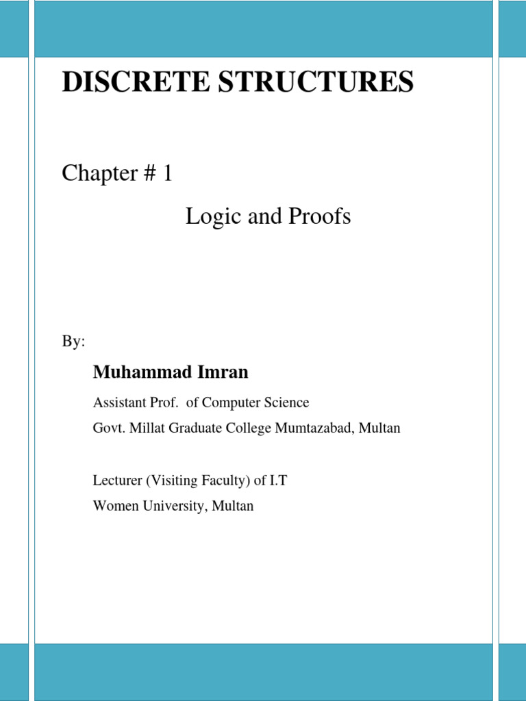CH # 1 (Logic and Proofs) | PDF | If And Only If | Argument