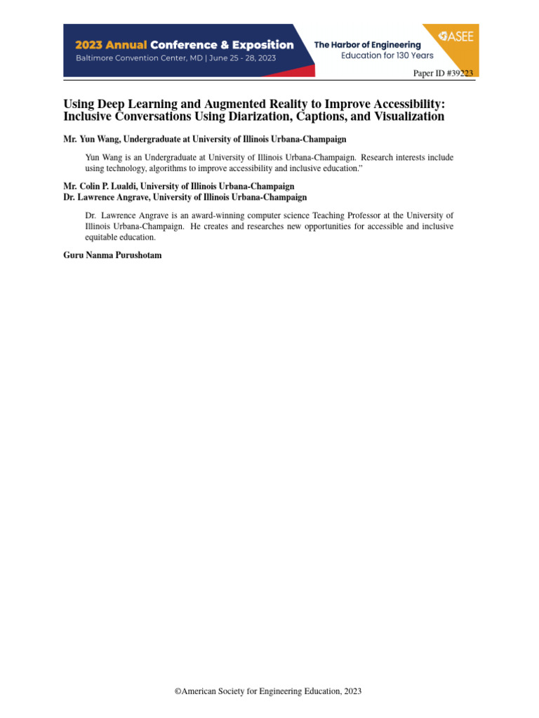 Using Deep Learning and Augmented Reality To Improve Accessibility Inclusive Conversations Using ...
