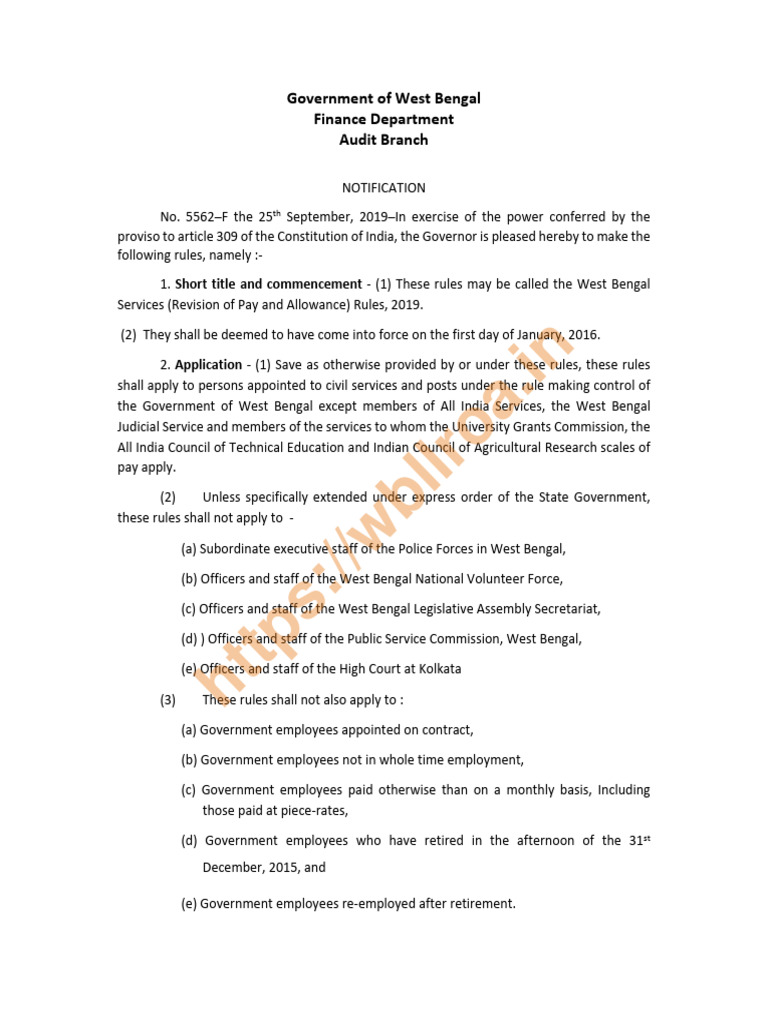 ROPA 2019 Pay Matrix for West Bengal | PDF | Employment | Civil Service