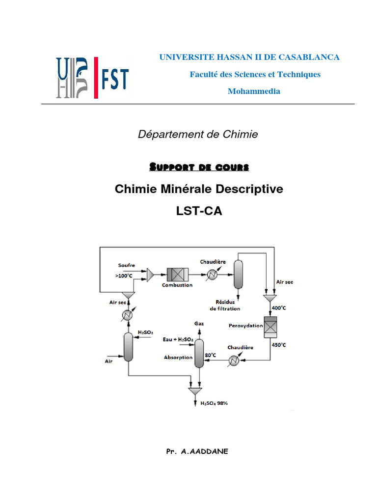Support Chimie descriptive LST-CA 2023 | PDF