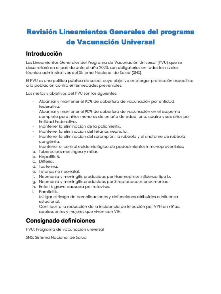 Rev Lineamientos Pvu | PDF | Vacunación | Enfermedades y trastornos