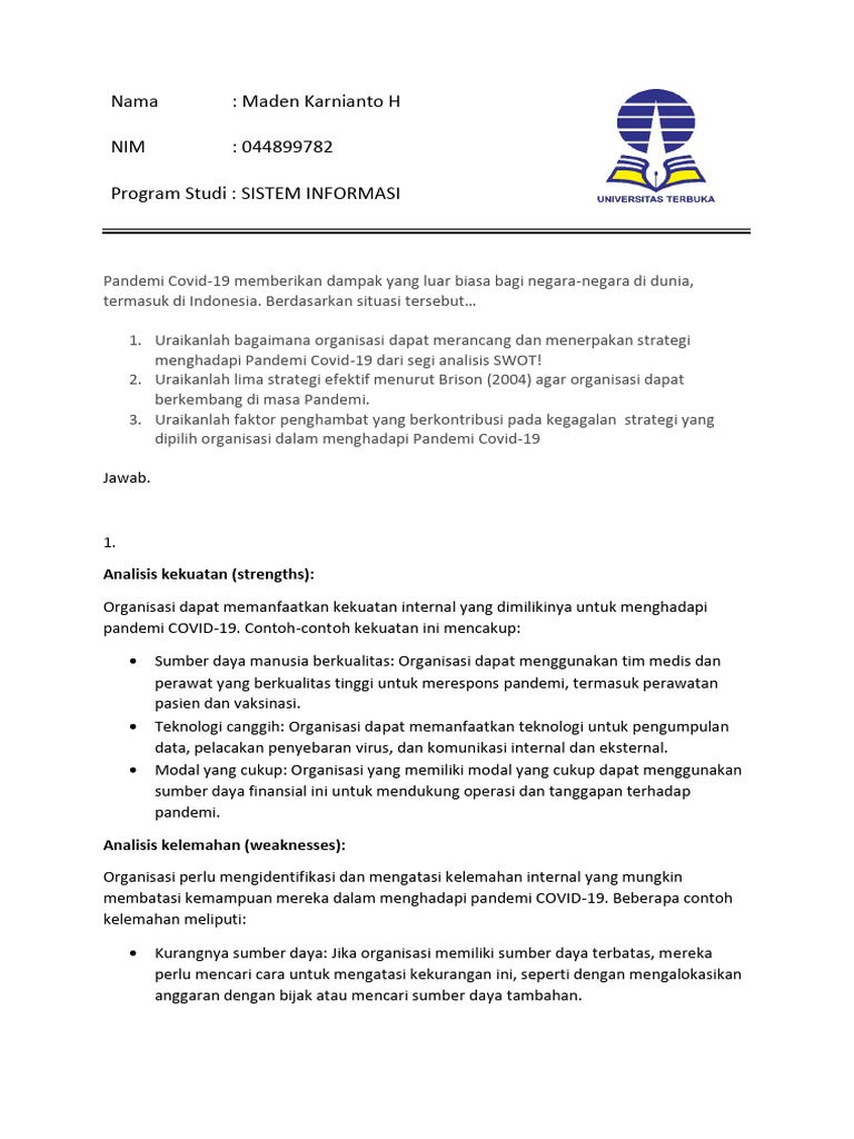 Tugas 2. ADPU4341 Teori Organisasi | PDF | Bisnis