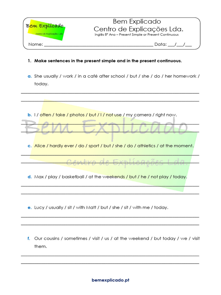 Present Simple vs Continuous Exercises | PDF | Languages | Foreign Language Studies