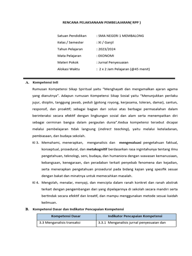 RPP Ajp Siklus 2 | PDF