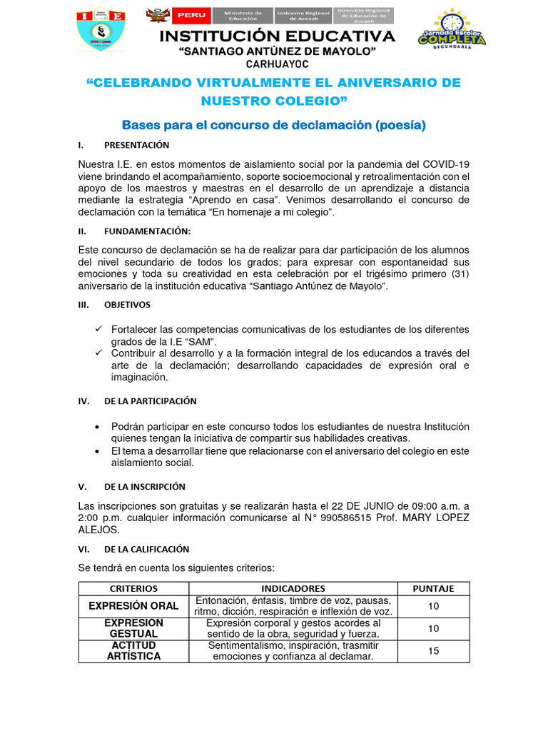 Bases Concurso Declamación | PDF