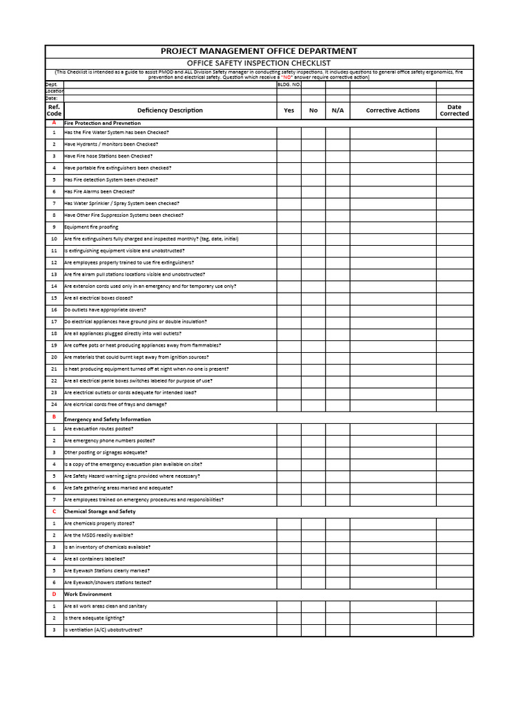 Office Checklist | PDF | Ac Power Plugs And Sockets | Fires