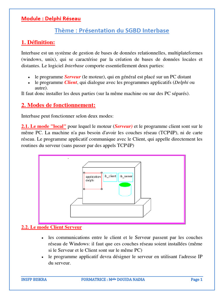 Présentation du SGBD Interbase et installation | PDF | Client–serveur ...