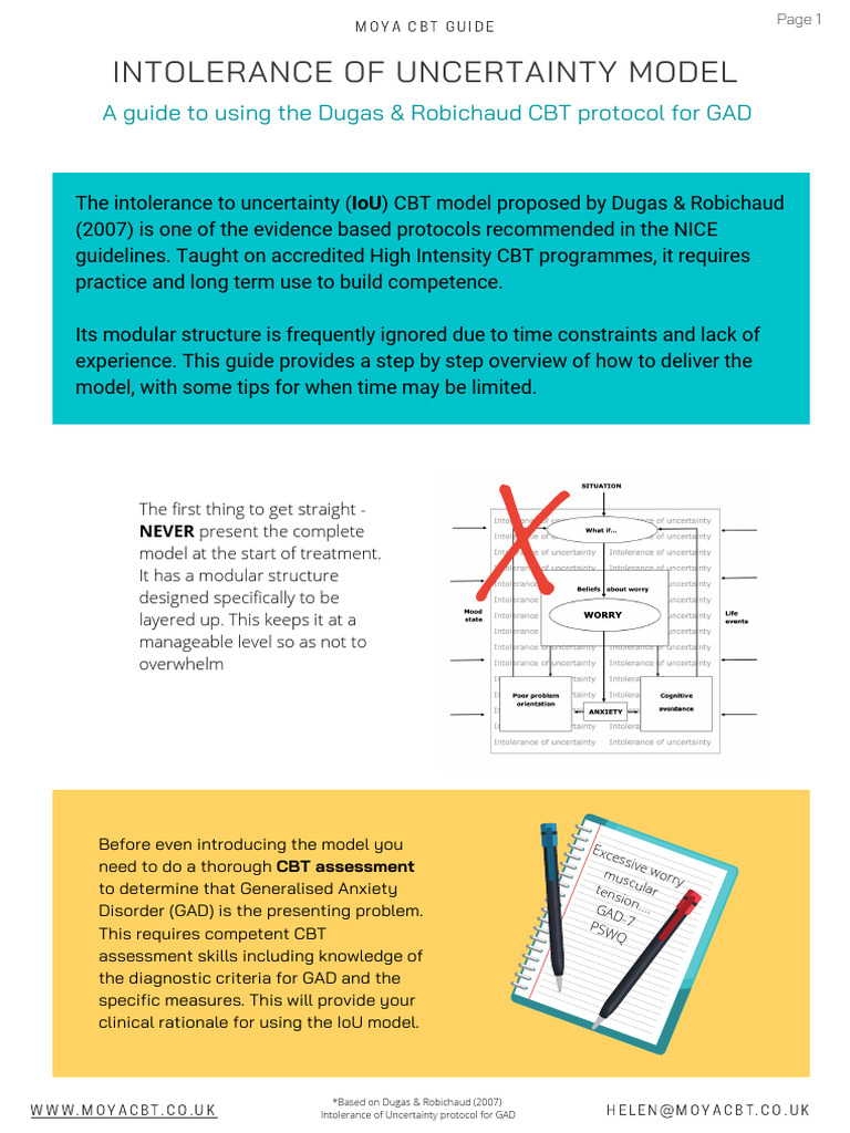 GAD - Dugas Robichaud 2007 IoU Protocol Guide 3 | PDF