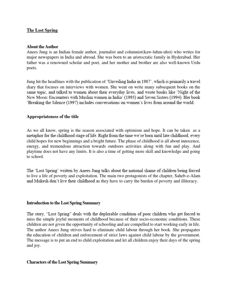 Summary The Lost Spring | PDF