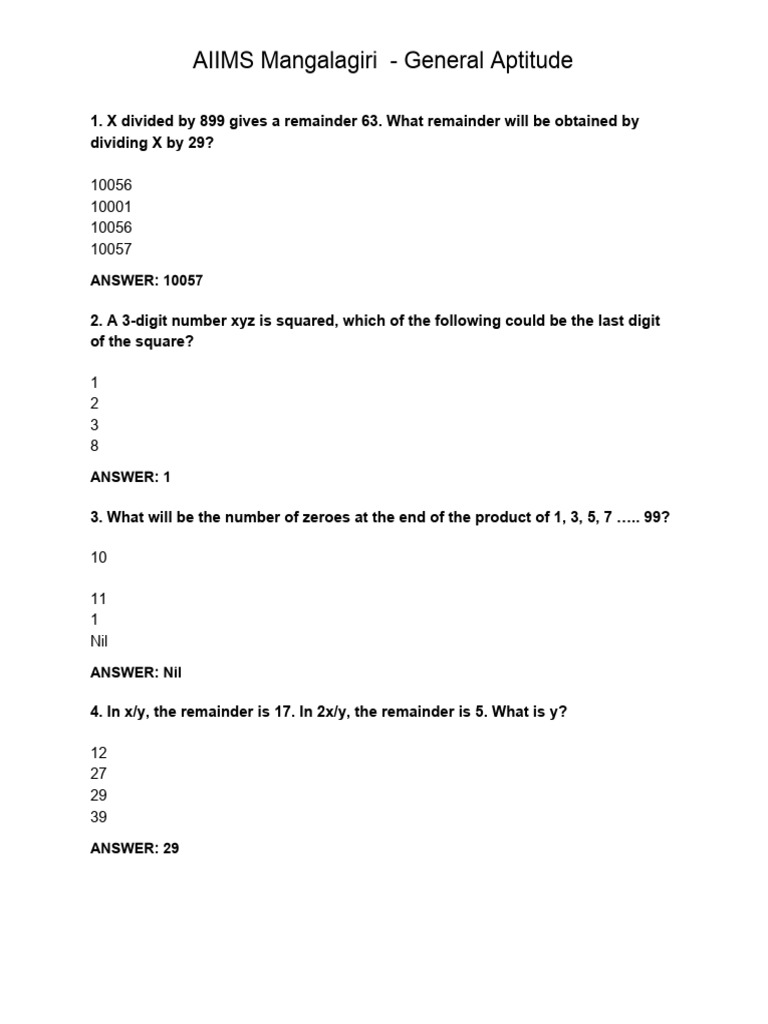 General Aptitude Solved Questions and Answers | Download Free PDF ...