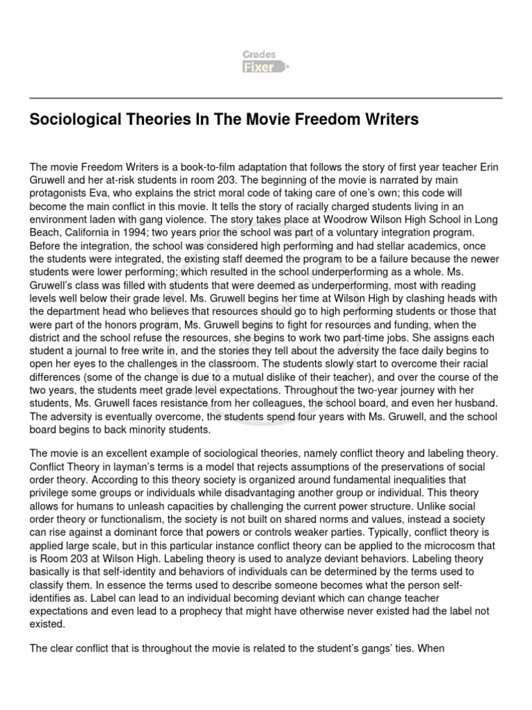Sociological Theories in The Movie Freedom Writers | PDF | Deviance ...