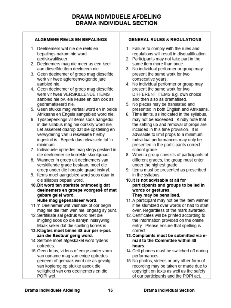 10 Drama Individuele Afdeling Drama Individual Section | PDF