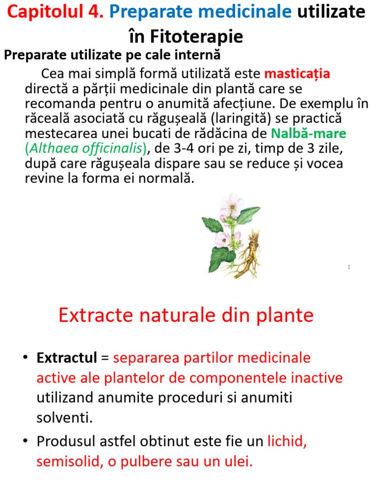 Capitol 4. PREPARATE MEDICINALE OBTINUTE DIN PLANTE | PDF