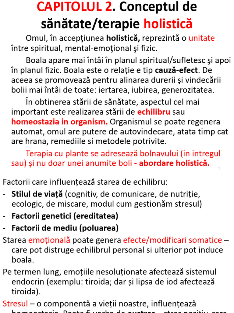 Capitol 2. IMPORTANTA TERAPIEI CU PLANTE SI CONCEPTUL DE SANATATE HOLISTICA | PDF