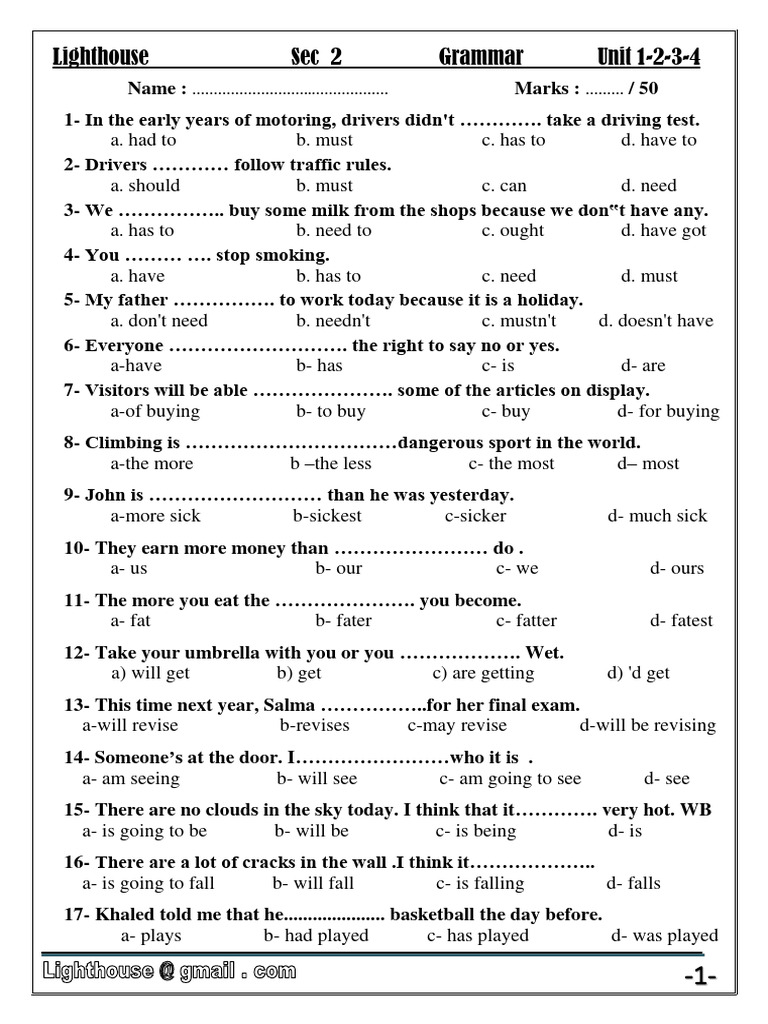 Grammar Unit 1-2-3-4 | PDF