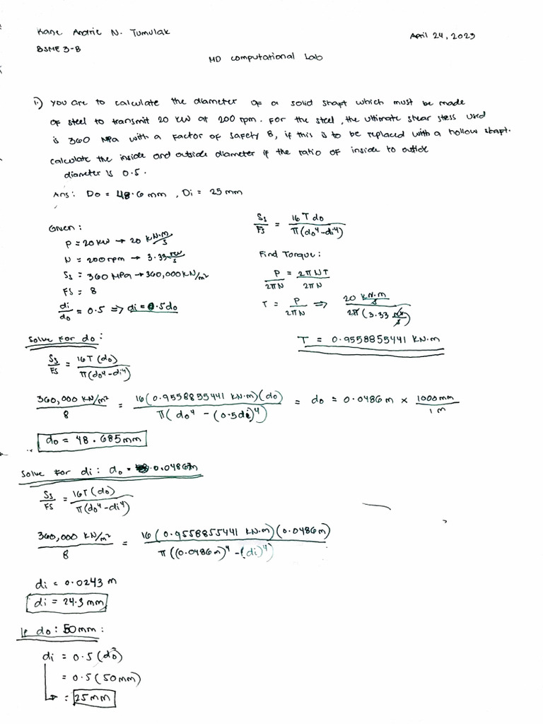Machine Design Problems and Solutions | PDF