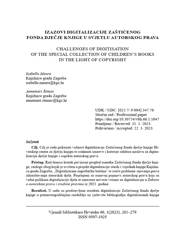 Izazovi Digitalizacije Zasticenog Fonda Djecje KNJ | PDF