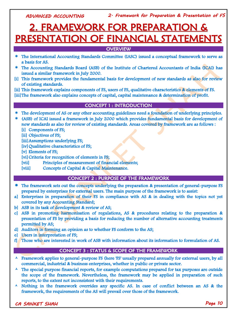 Framework - For - Preparation - Presentation - of - FS CH-2 | PDF | Historical Cost | Equity ...