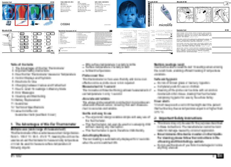 Microlife IR 100 Thermometer Guide | PDF | Thermometer | Metrology