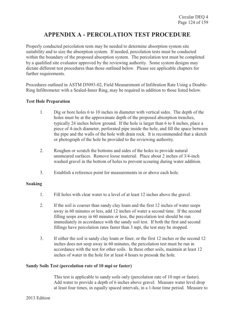 Percolation Test Procedure | PDF | Soil | Loam