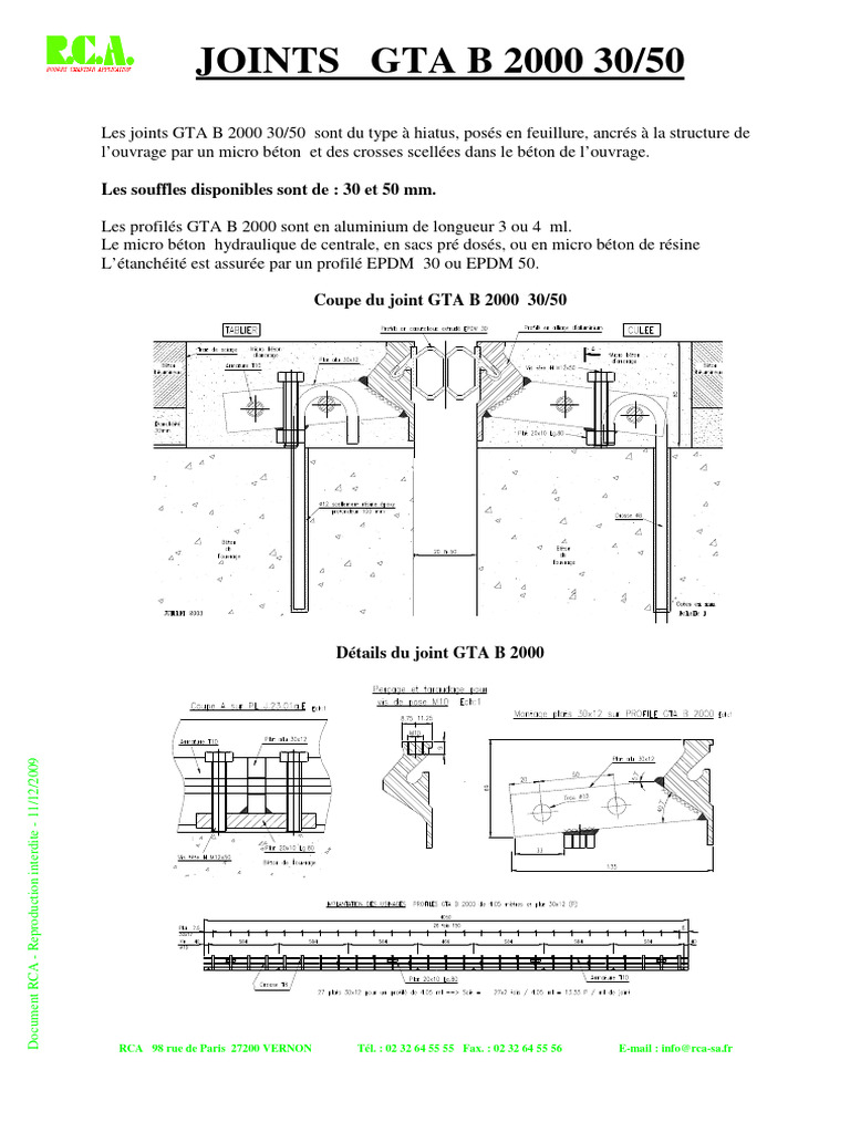 Joints GTA B2000 Fiche | PDF